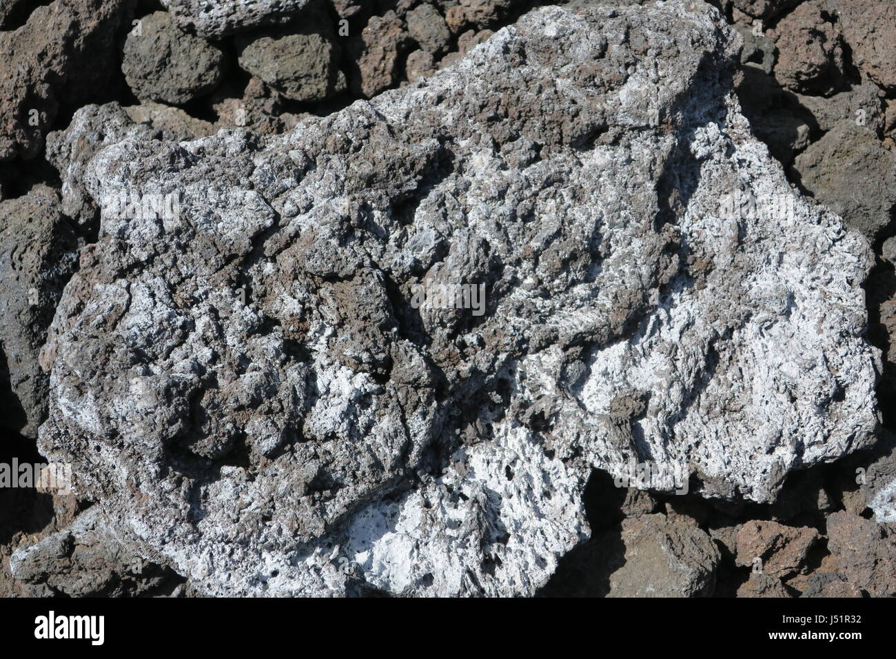 Lots of lava stones on volcanic mount Etna on Sicily island in Italy ...
