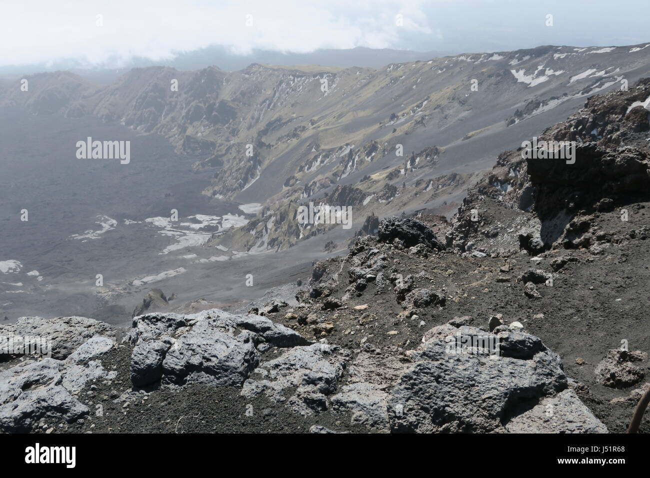 Lots of lava stones on volcanic mount Etna on Sicily island in Italy ...