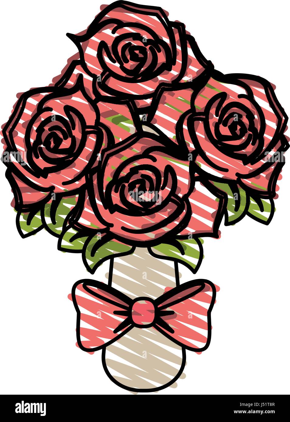 color crayon stripe image wedding bouquet of pink roses Stock Vector ...