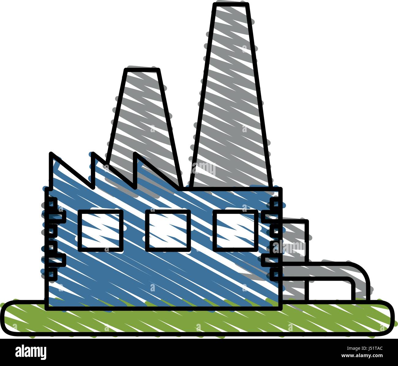 color crayon stripe image building industrial factory Stock Vector ...