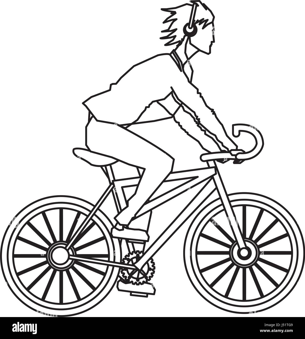guy rider bike with headphones outline Stock Vector Image & Art - Alamy