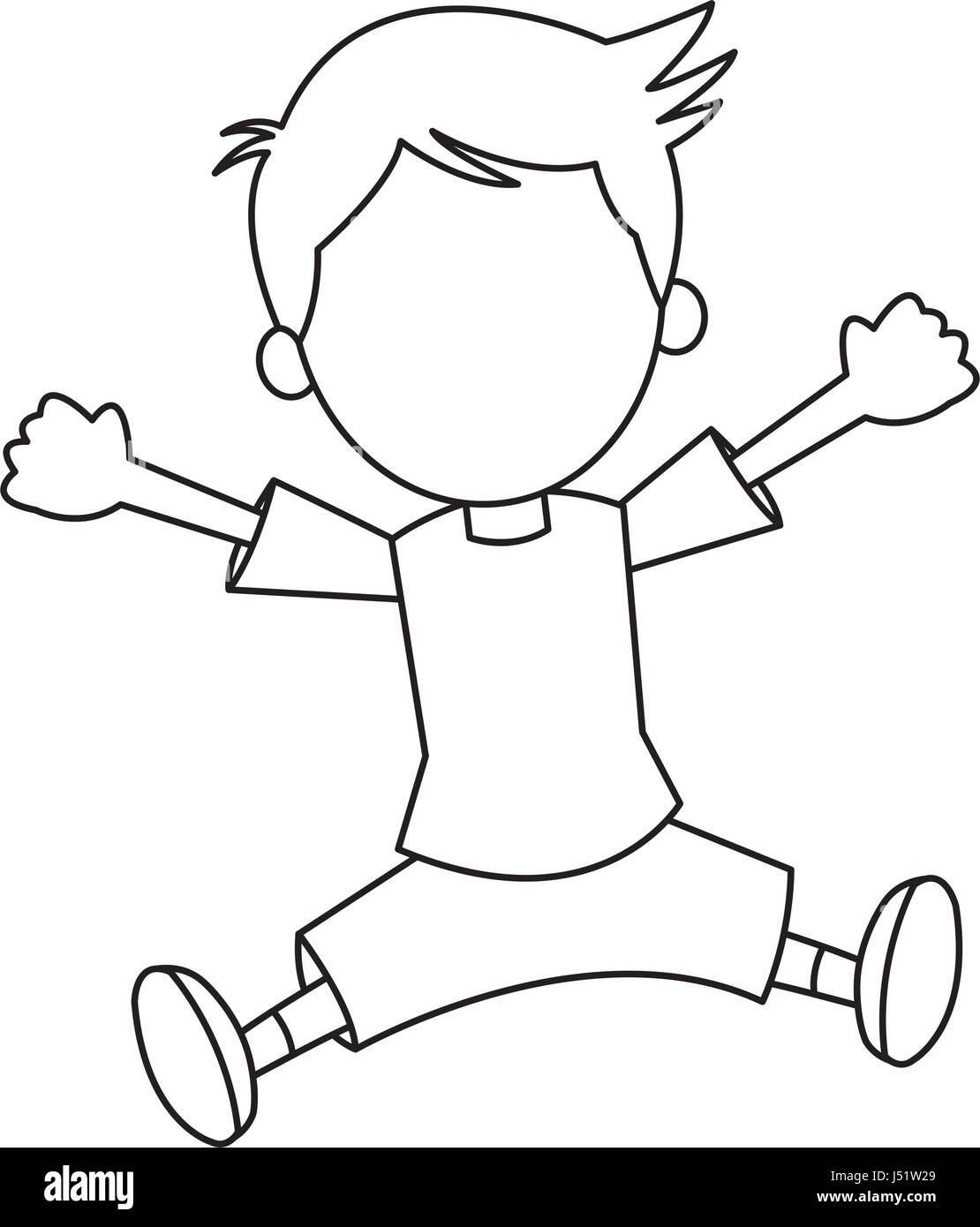 happy boy character jump funny outline Stock Vector Image & Art - Alamy