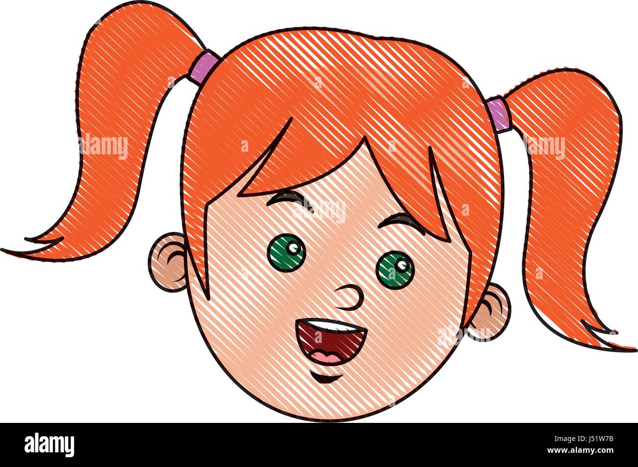 drawing portrait pretty little girl happy Stock Vector Image & Art - Alamy