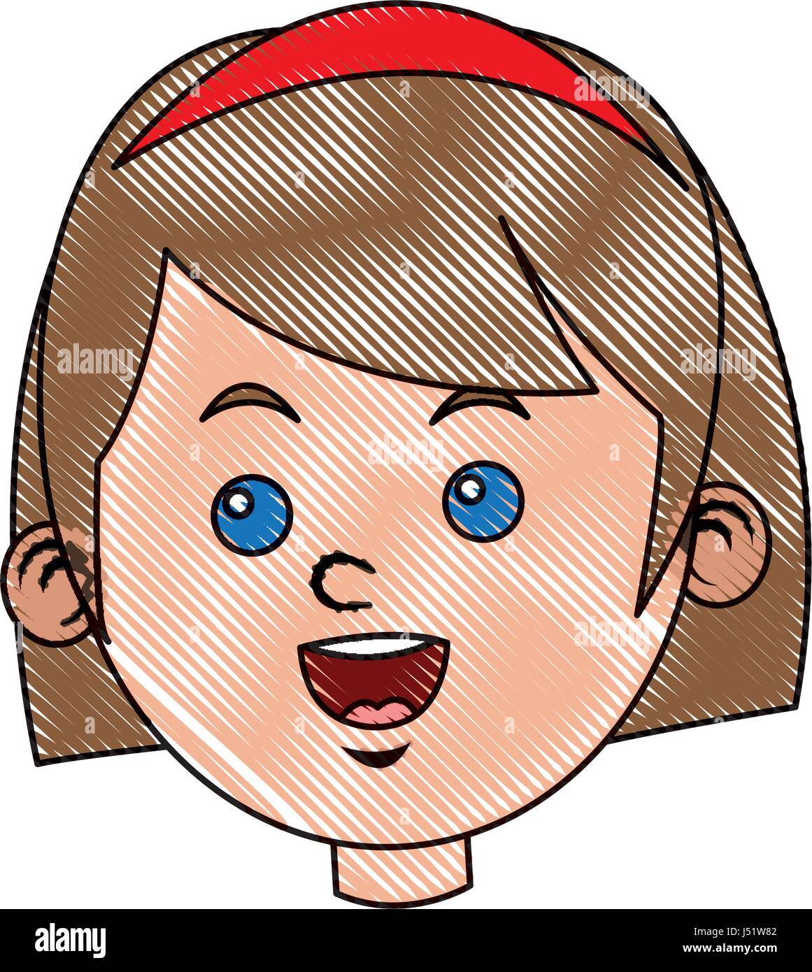 drawing portrait pretty little girl happy Stock Vector Image & Art - Alamy