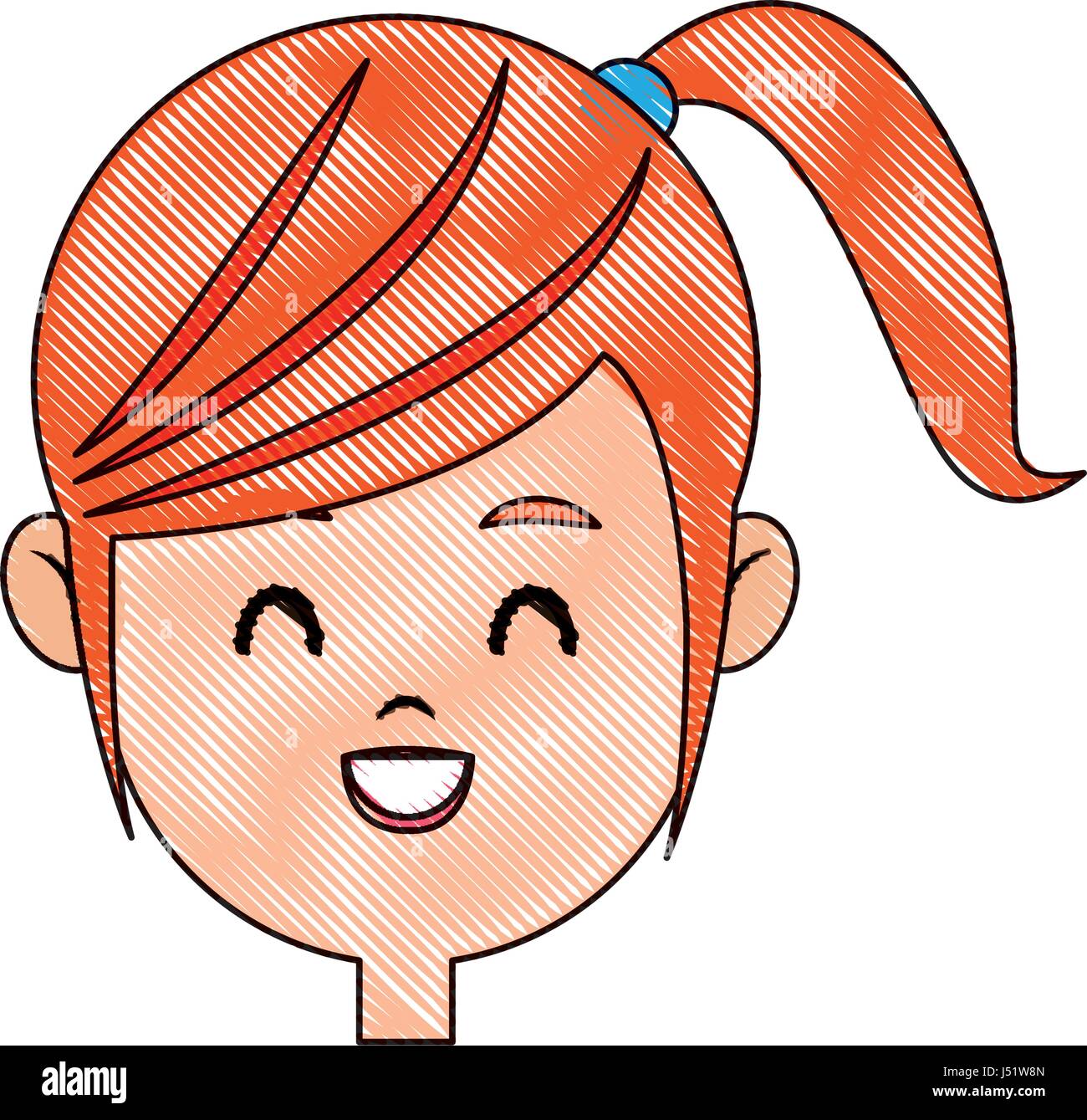drawing portrait pretty little girl happy Stock Vector Image & Art - Alamy