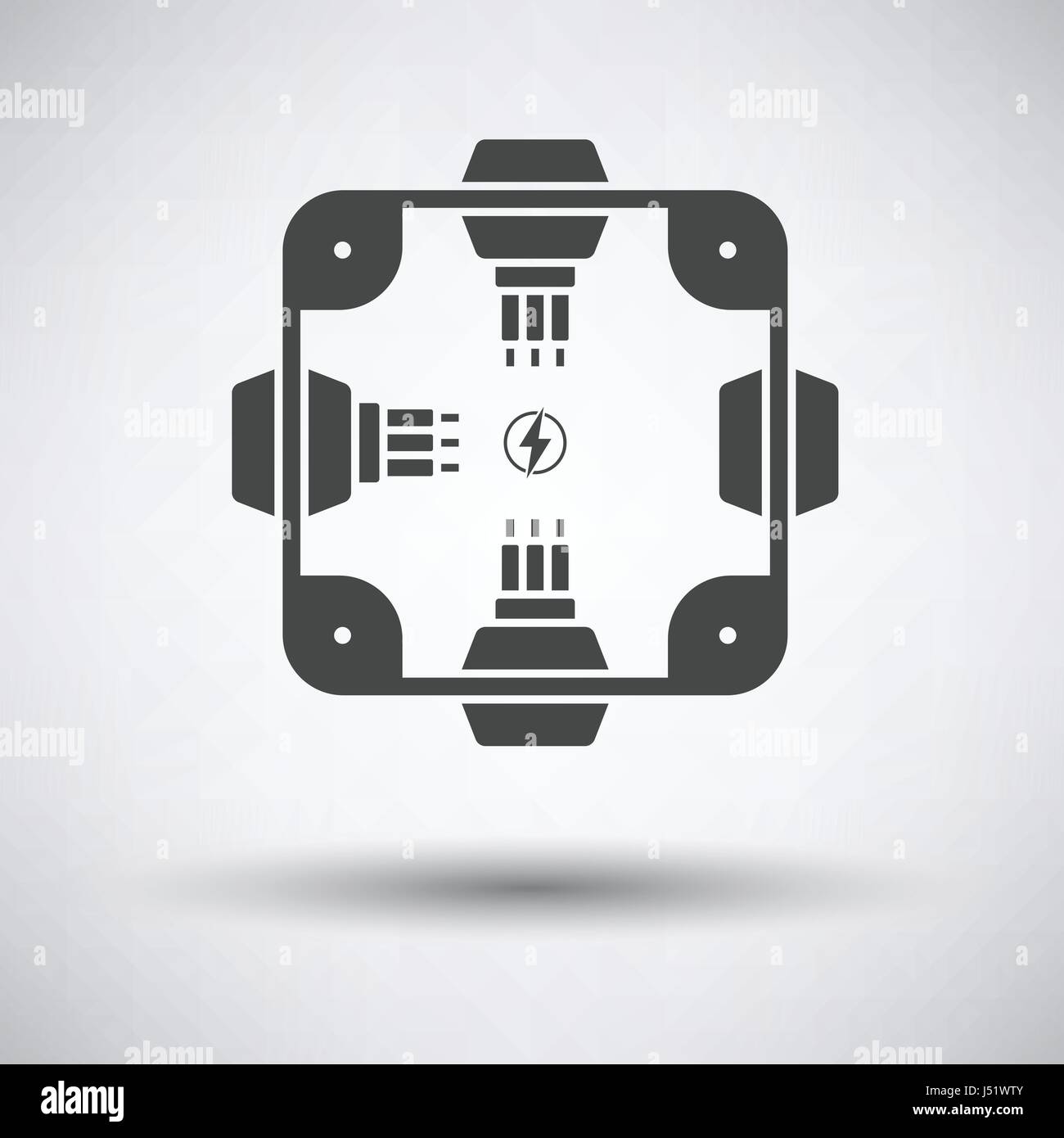 Electrical junction box icon on gray background, round shadow. Vector ...