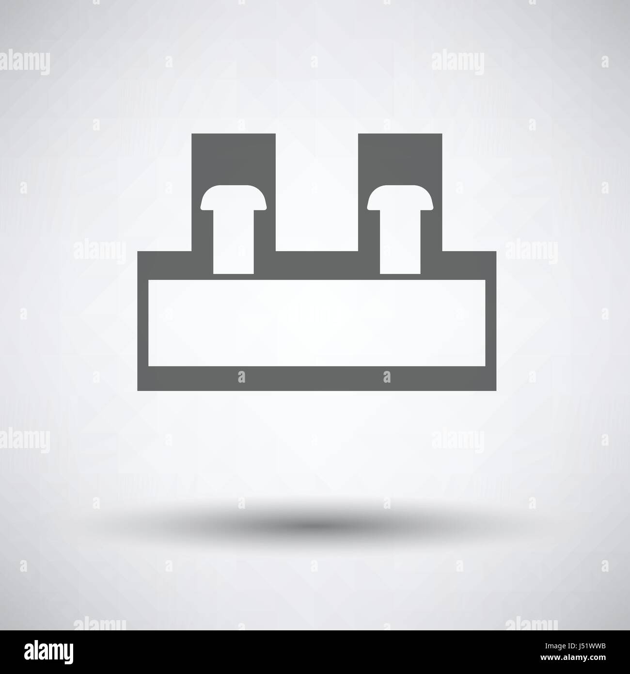 Electrical connection terminal icon on gray background, round shadow ...
