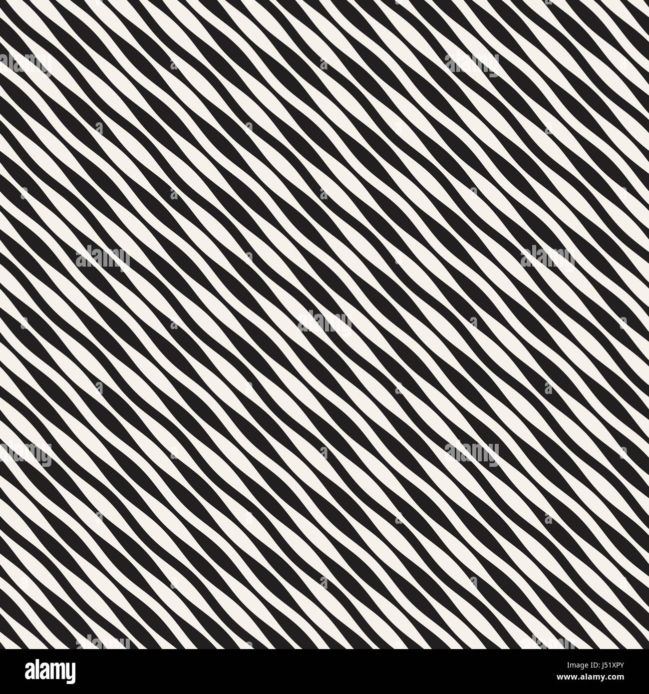 Wavy stripes vector seamless pattern. Retro abstract wavy texture ...