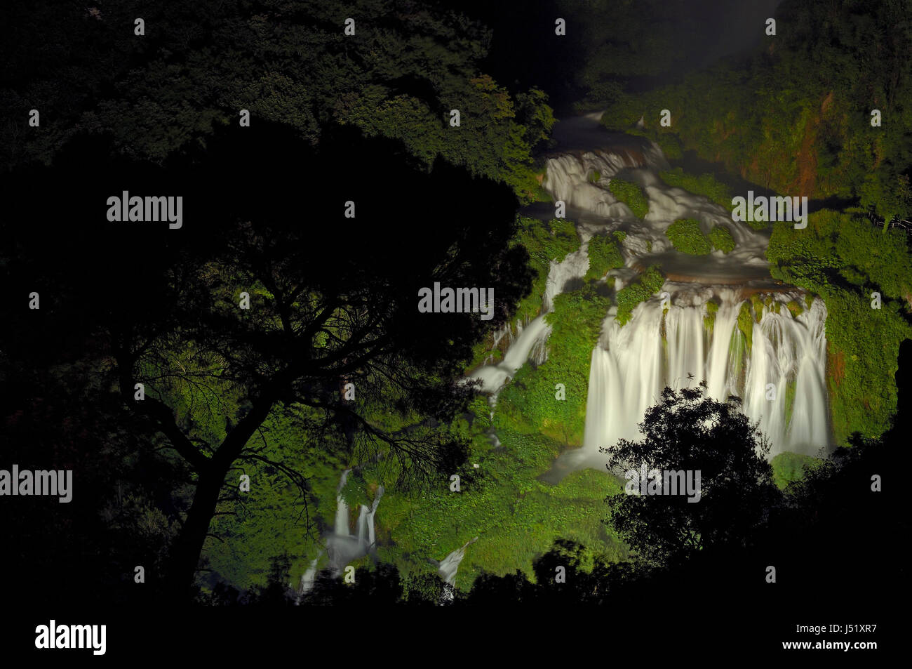 Marmore waterfalls at Dusk, Cascata delle Marmore, Valnerina. Terni ...