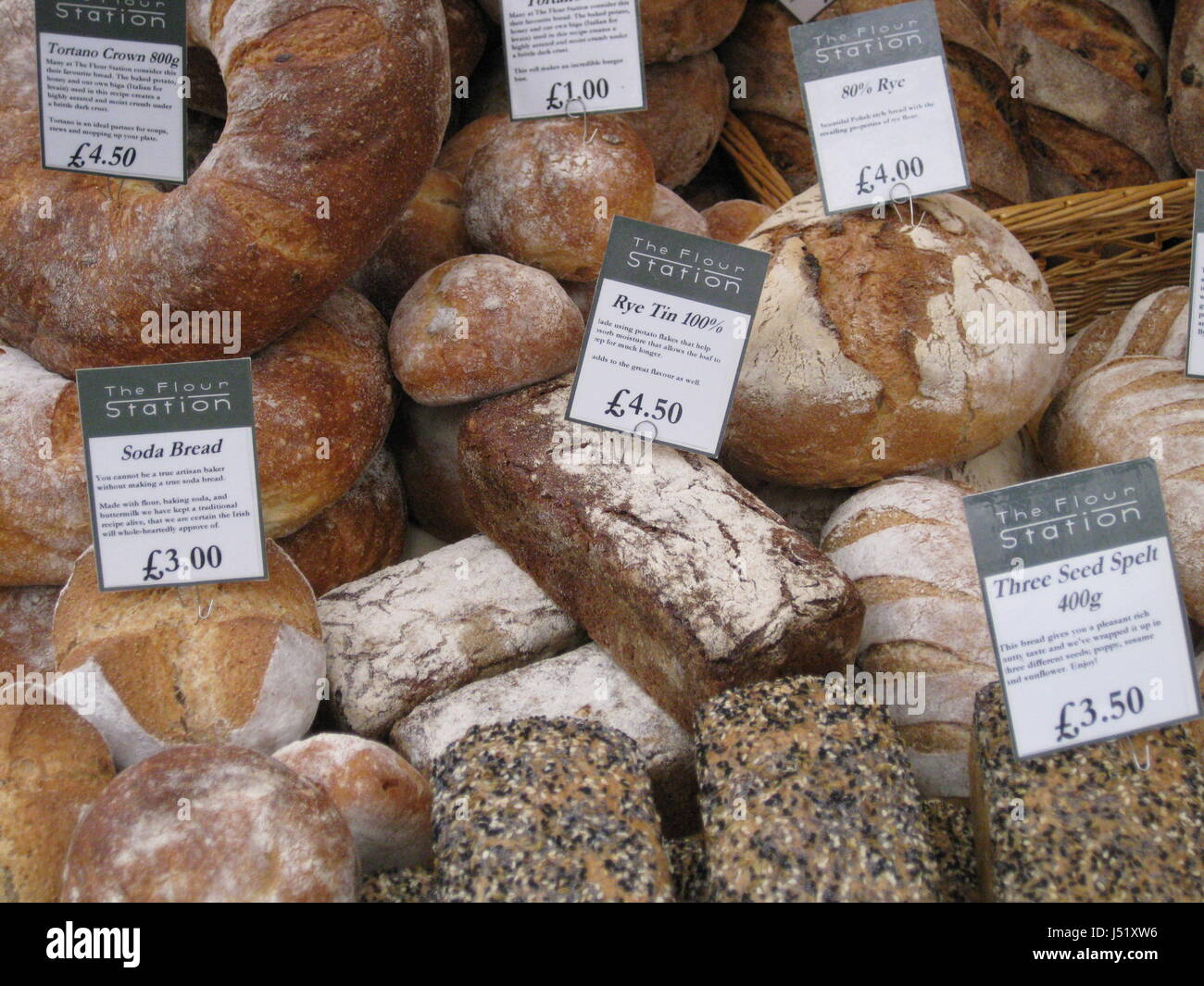 Selection of different loaves and breads from the Loaf Station on ...