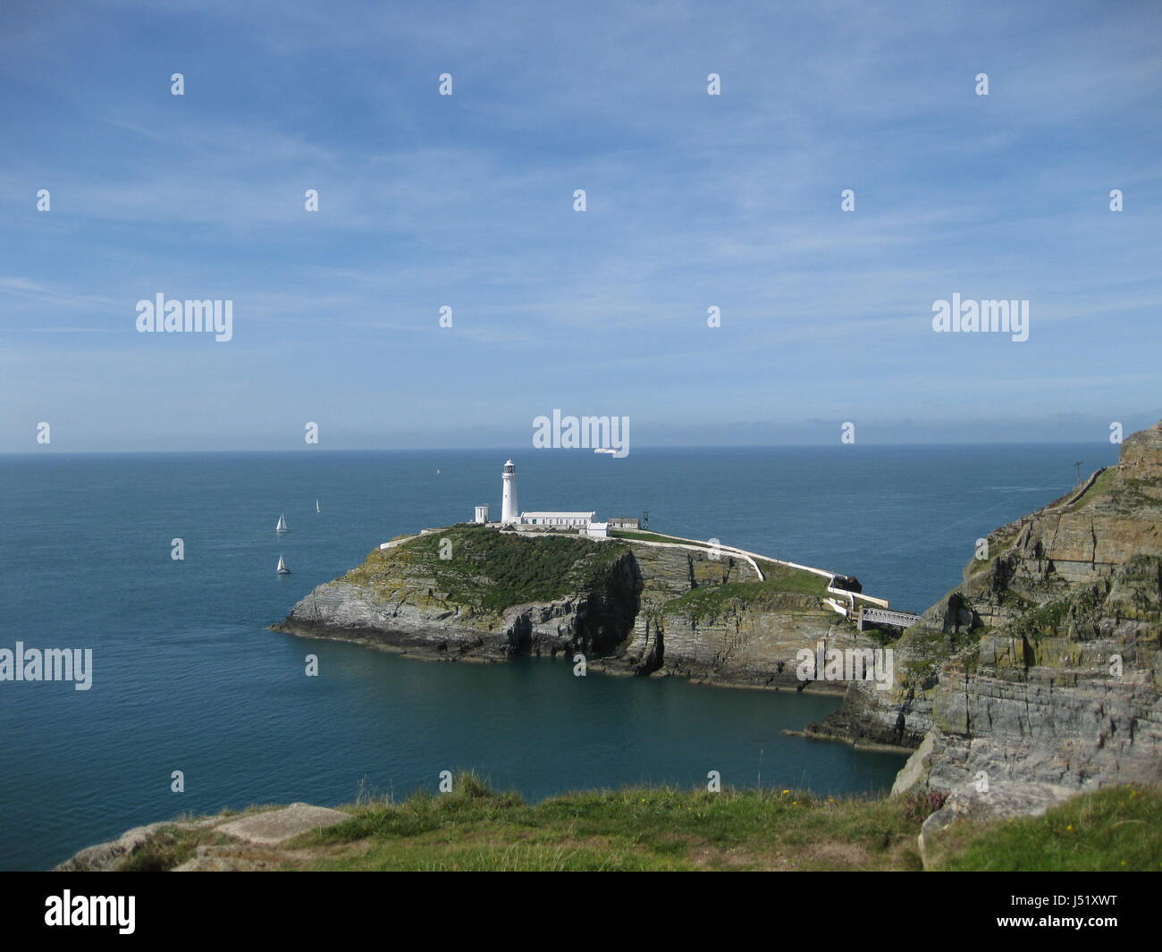 South Stack lighthouse from above in Holyhead, Anglesey Wales Stock ...