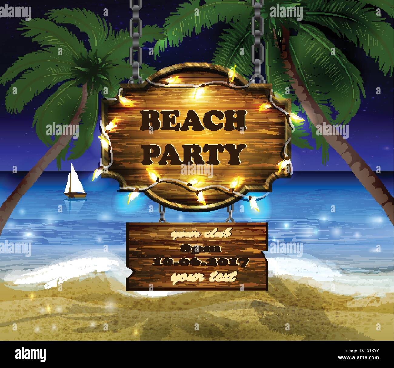 summer wooden sign on tropical beach background Stock Vector Image ...