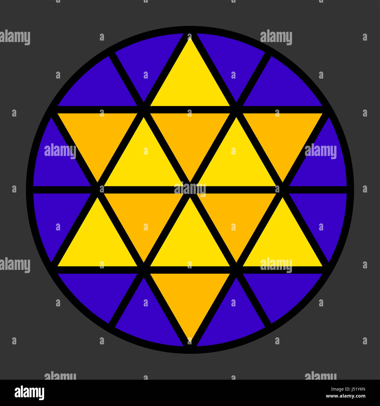 Hexagram leadlight impression, generated by a black triangle pattern in ...
