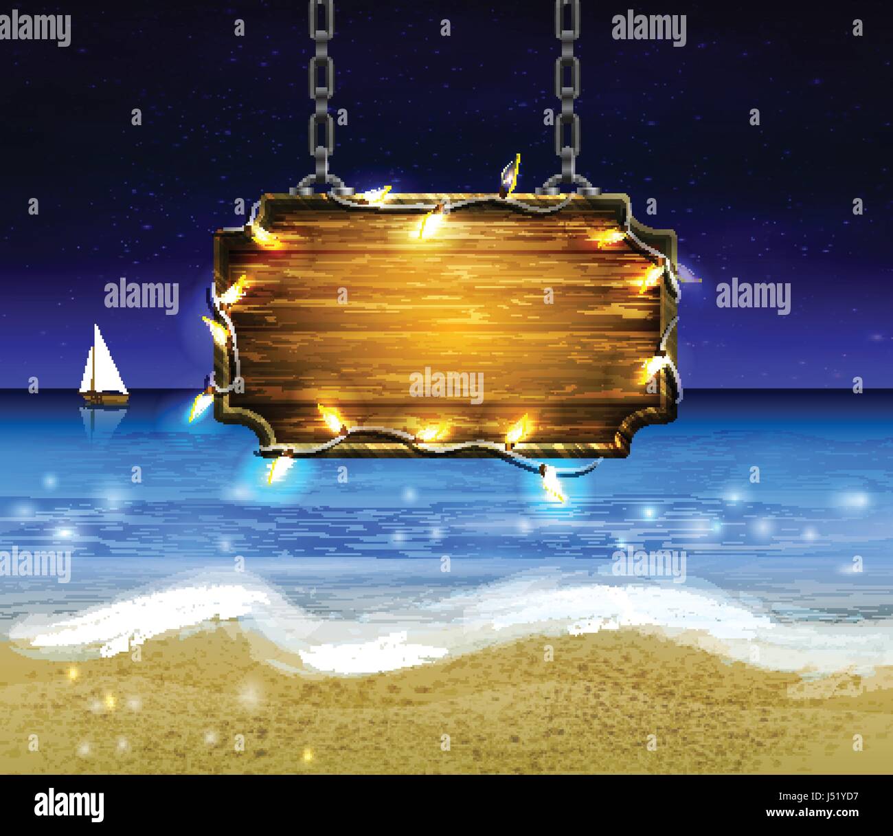 summer wooden sign on tropical beach background Stock Vector Image ...