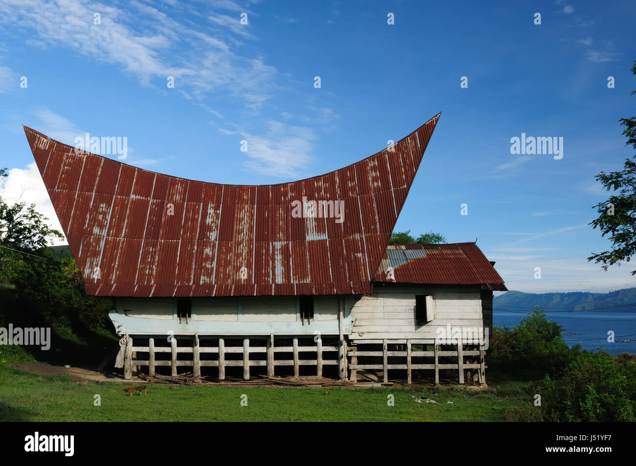 Traditional Batak style house at the Samosir island, Danau Toba ...