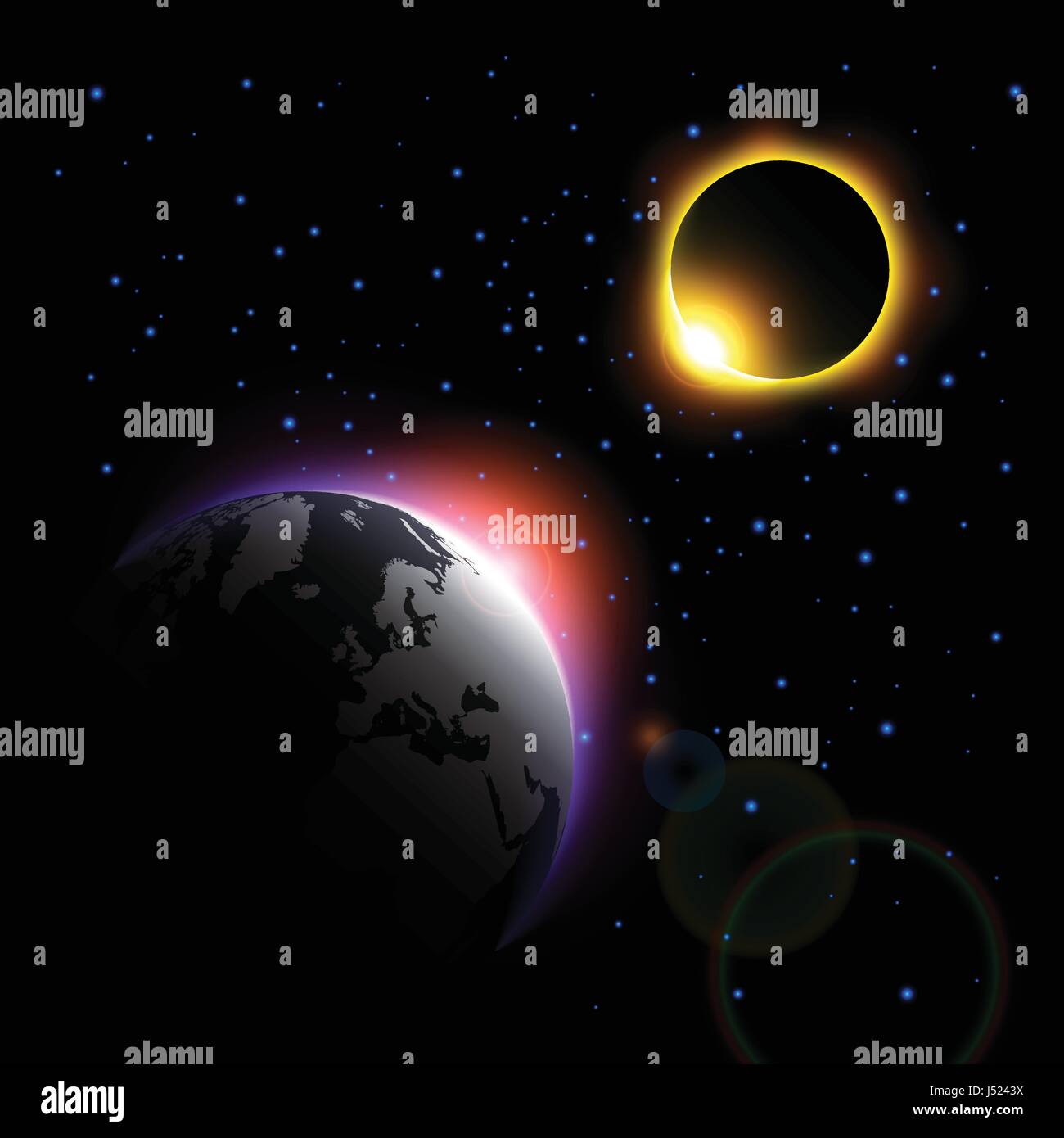 The planet and solar eclipse . Vector Stock Vector Image & Art - Alamy