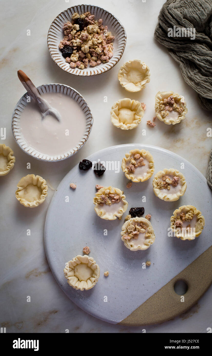 Blueberry yogurt in a frozen pre baked mini fillo shells topped with ...