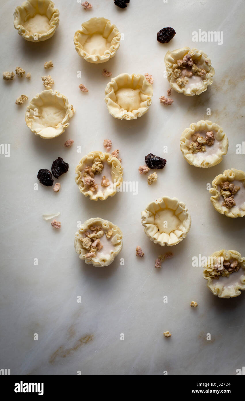 Blueberry yogurt in a frozen pre baked mini fillo shells topped with ...