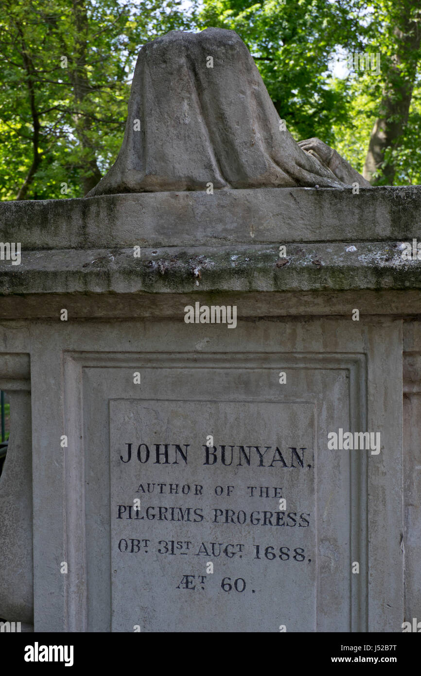 Tombstone of John Bunyan at Bunhill Gardens cemetery in London,UK Stock ...