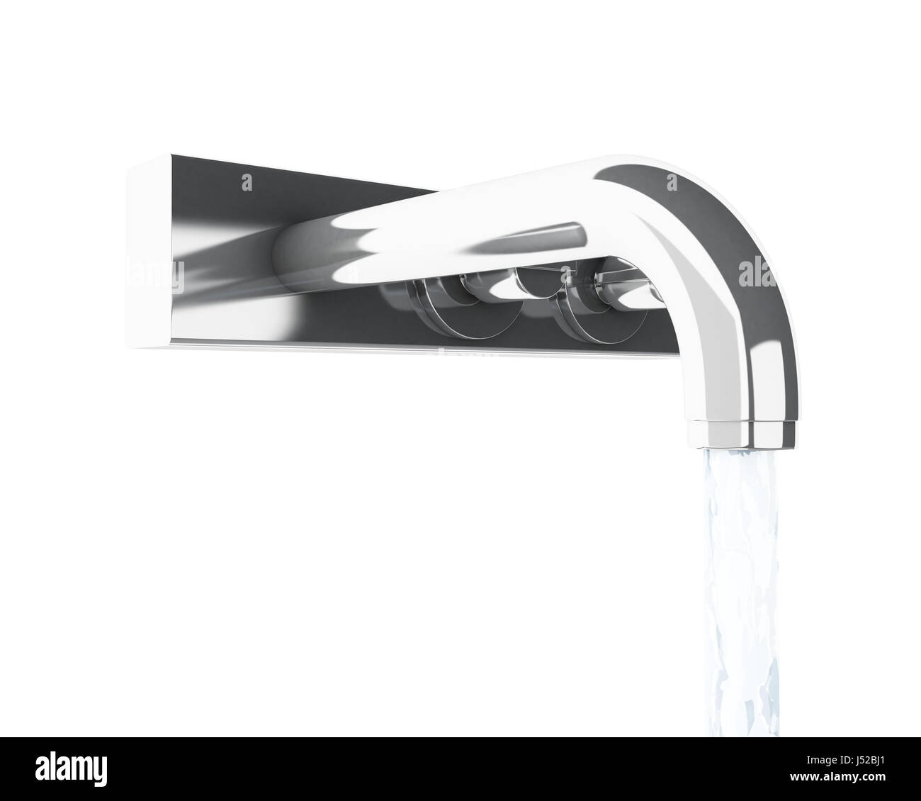 3d illustration. Close up view of dripping tap. Isolated white ...