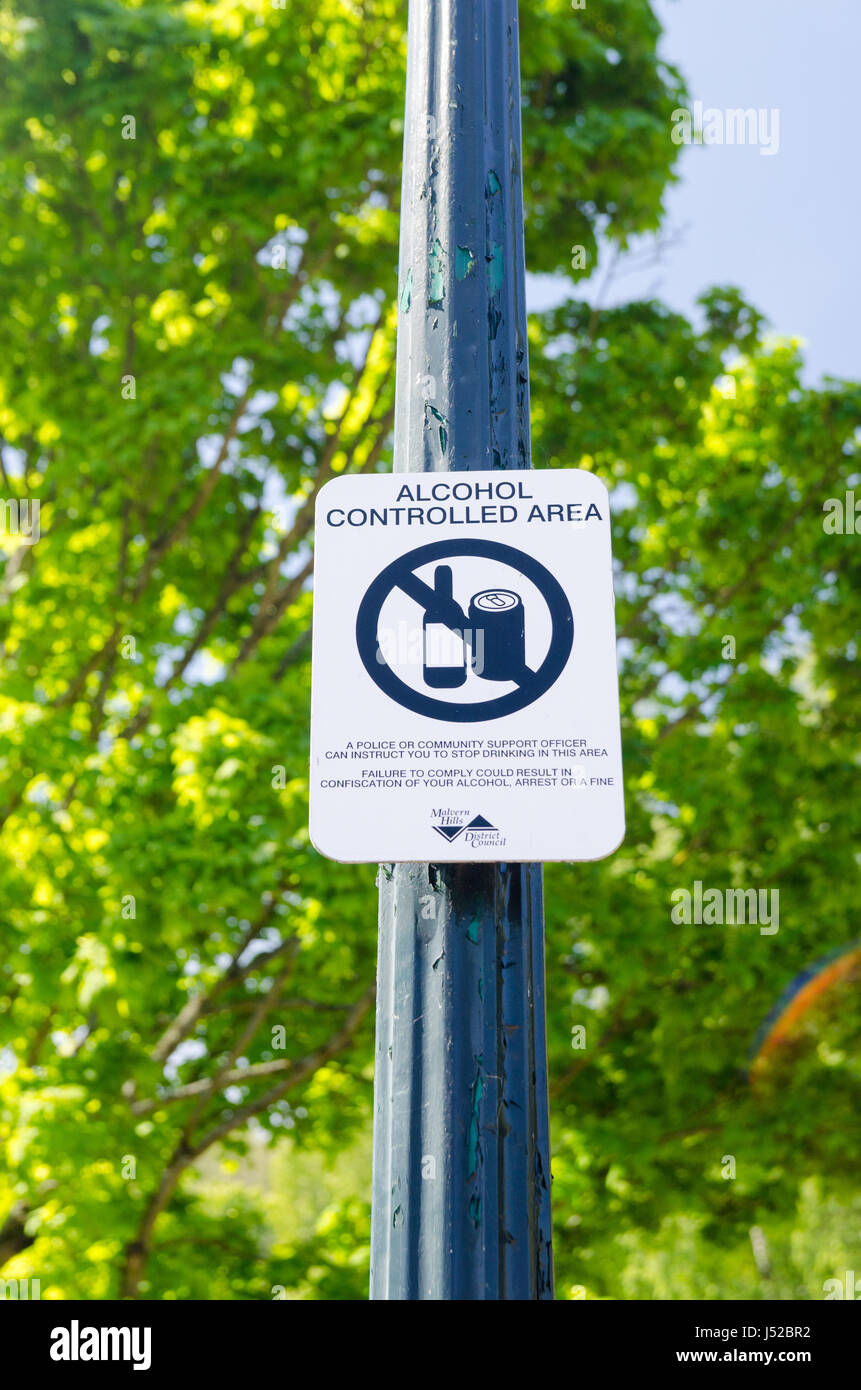 Sign designating Alcohol Controlled Area in Great Malvern ...