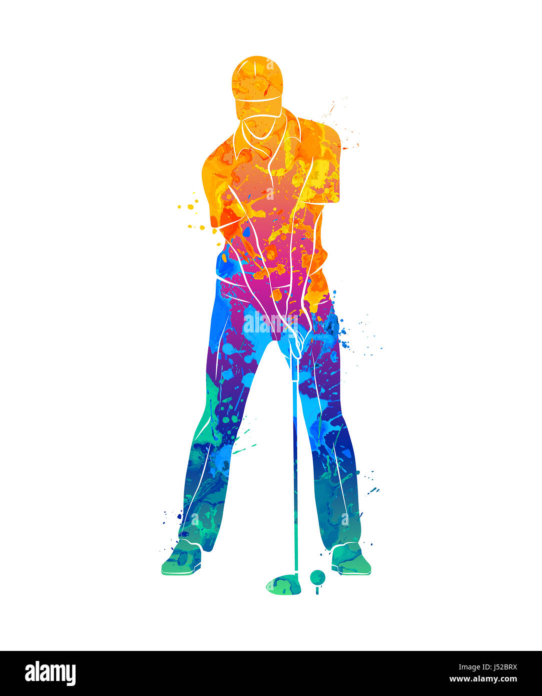 Abstract golf player from splash of watercolors. Photo illustration of ...