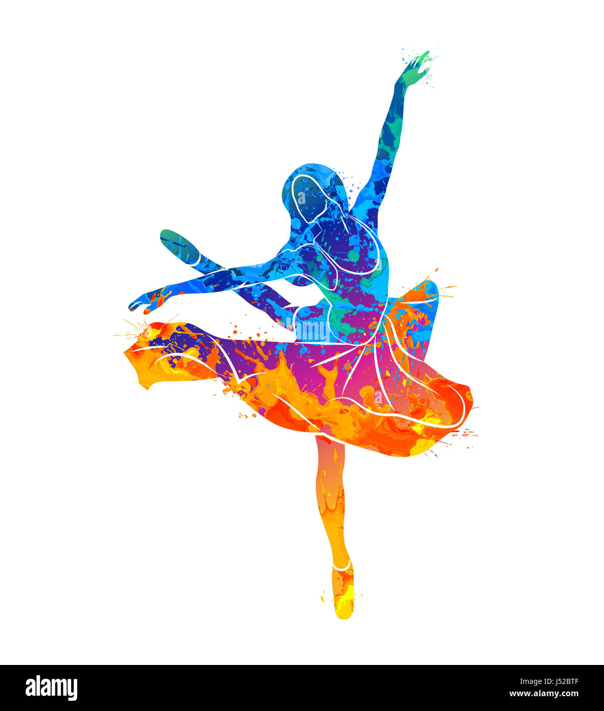 Abstract dancing girl from splash of watercolors. Photo illustration of ...