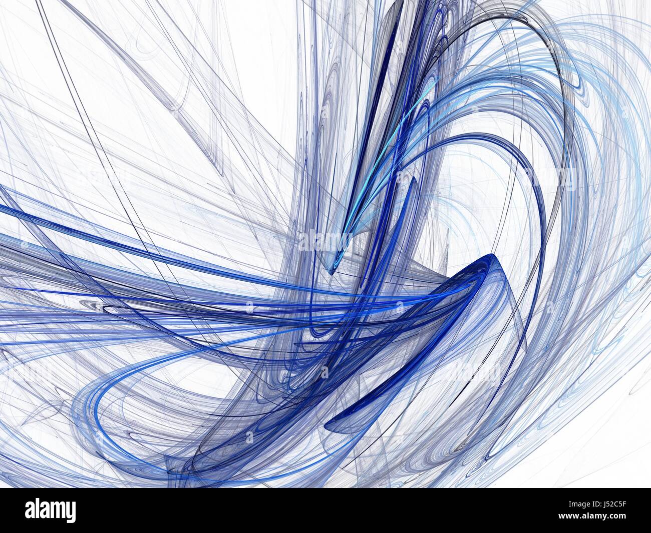 Abstract fractal with blue curved lines on a white background Stock ...