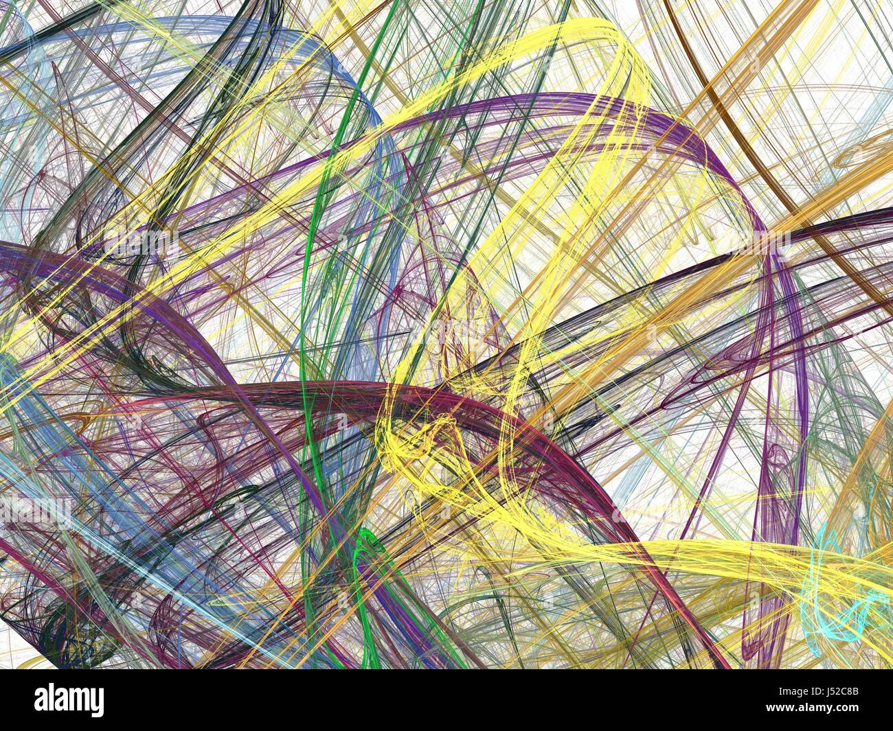 Abstract fractal with colorful intersecting curved lines on a white ...