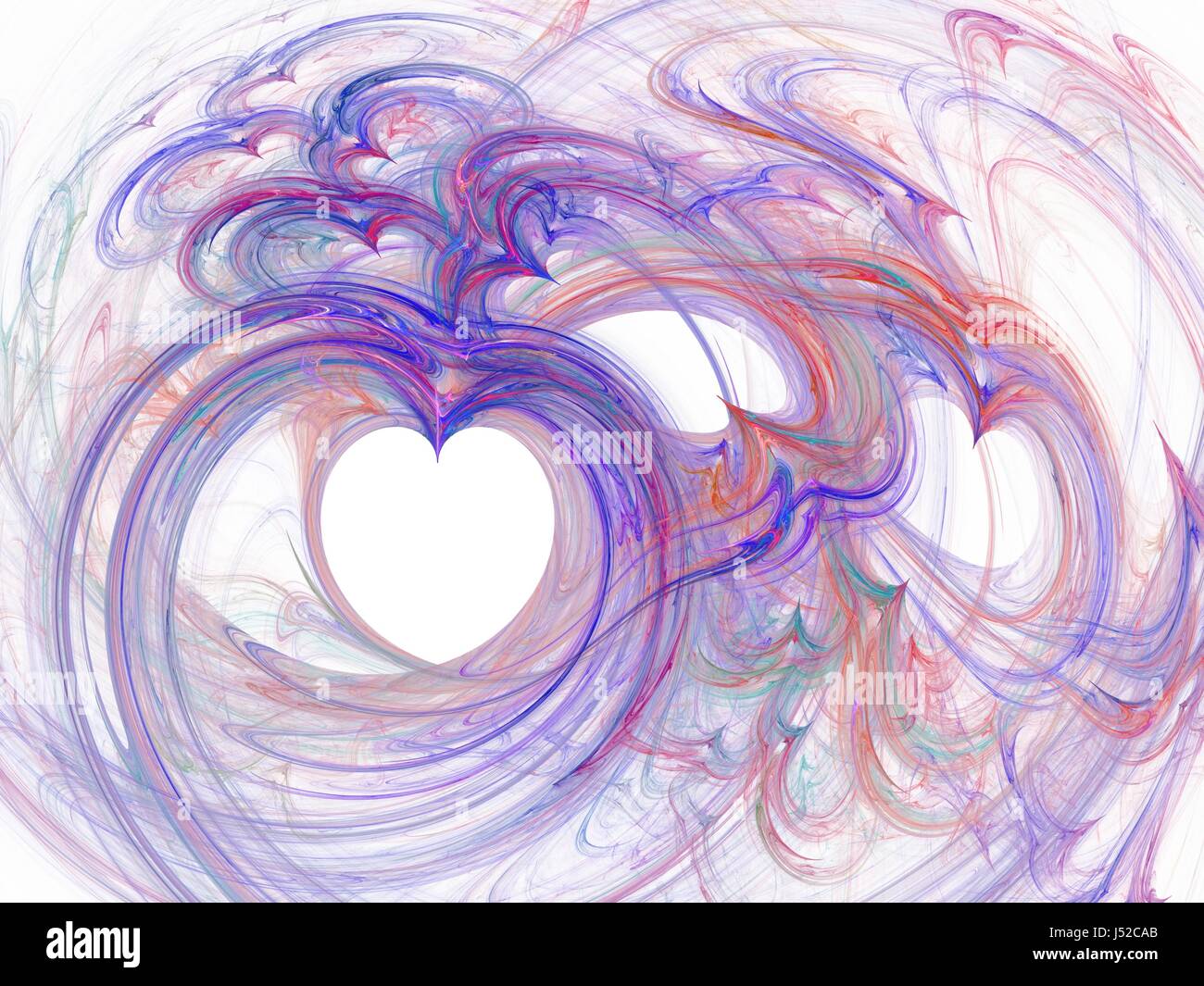 Abstract fractal curves of heart purple lines on a white background ...