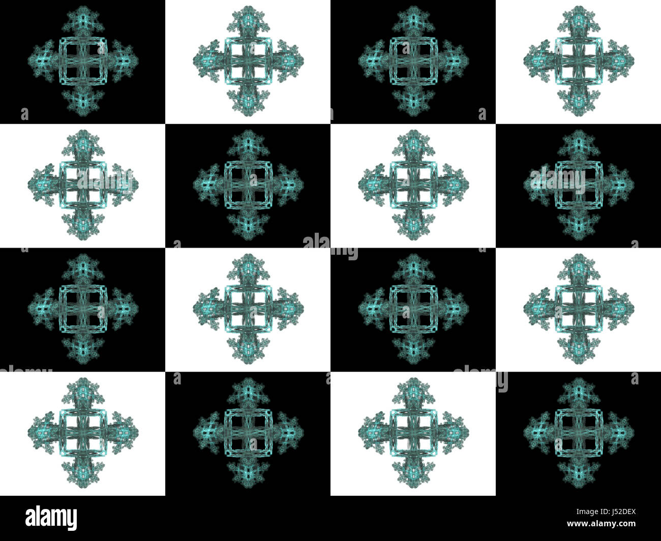 Texture with black and white square cell fractal pattern in green Stock ...