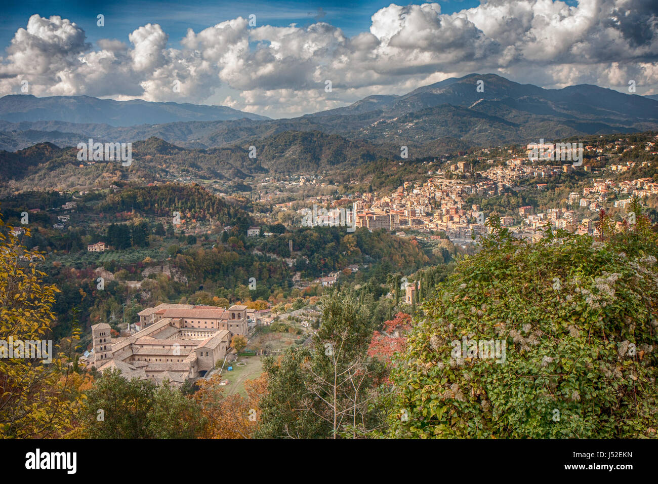 Subiaco, Italy, - November 09, 2014: Aerial view of St. Scholastica's ...