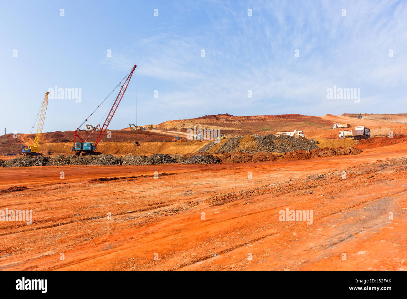 Countryside construction earthworks engineering cranes excavators ...