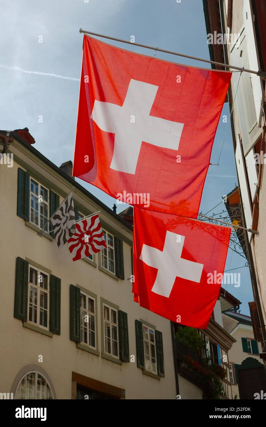 Swiss Flags in a Street Stock Photo - Alamy