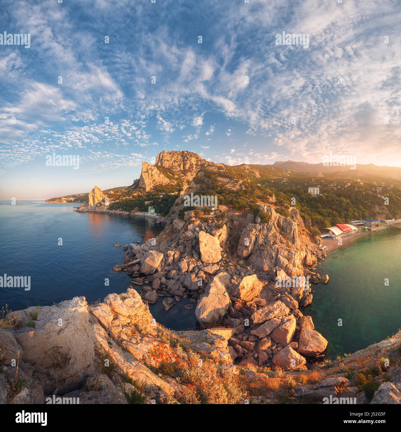 Amazing mountain landscape at sunrise. Beautiful view from the top of ...