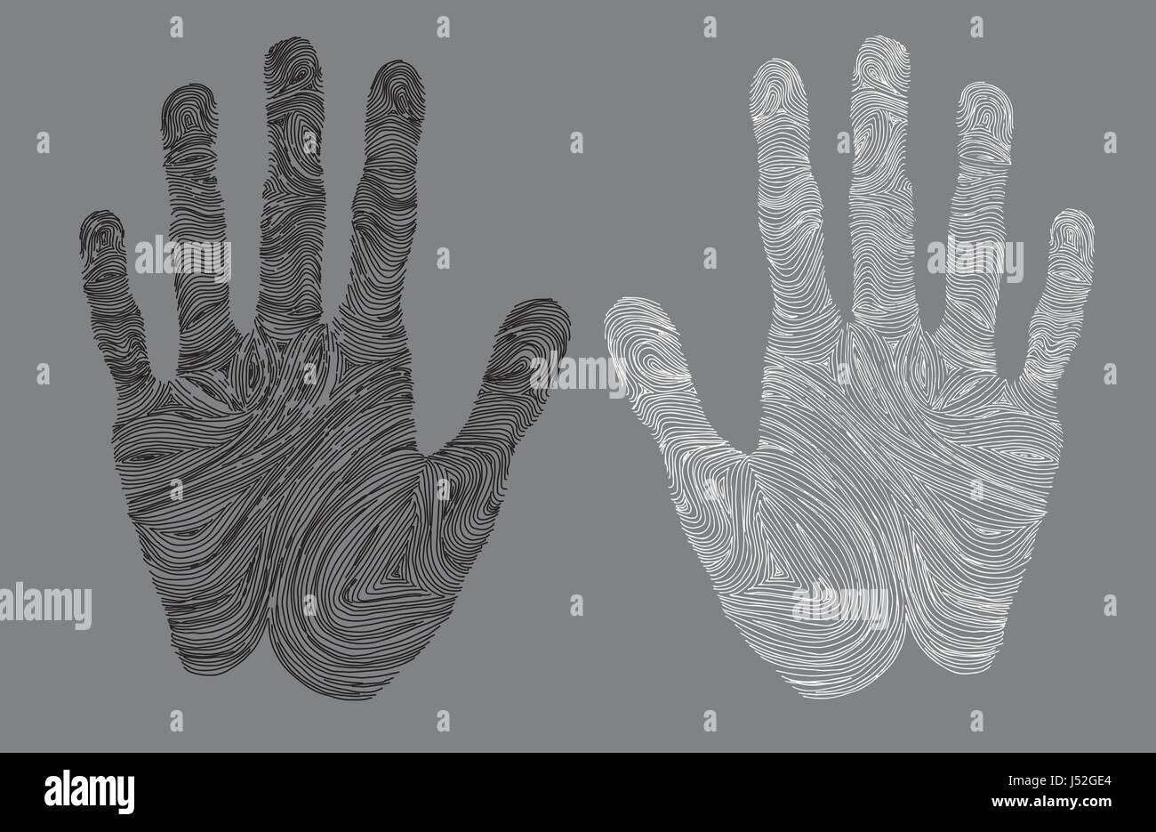 unique hand print line illustration vector, delicate human hand mark ...