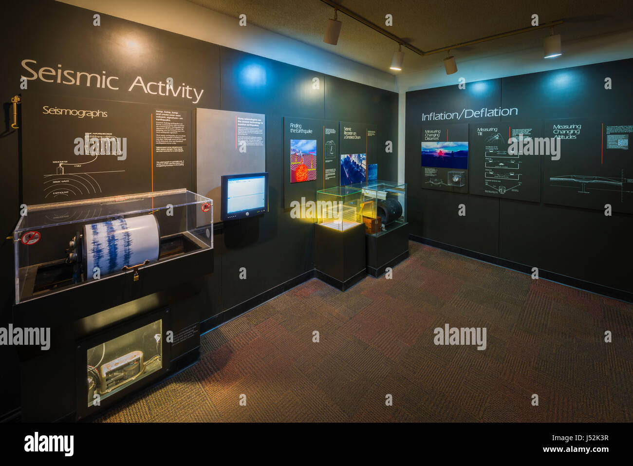 Interpretive display at the Jaggar Museum, Hawaii Volcanoes National ...
