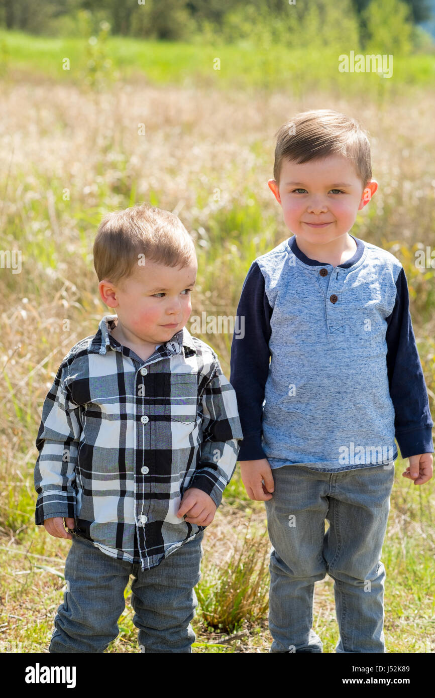 Brothers Playing Outdoors Stock Photo - Alamy