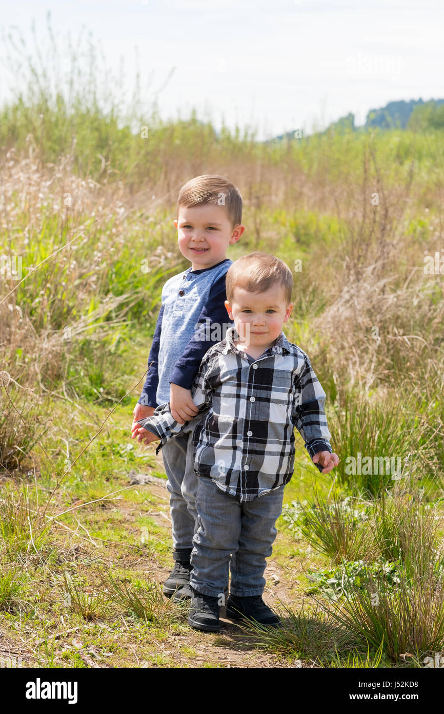 Brothers Playing Outdoors Stock Photo - Alamy
