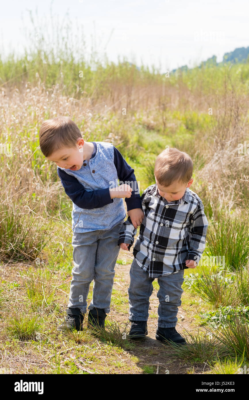 Brothers Playing Outdoors Stock Photo - Alamy