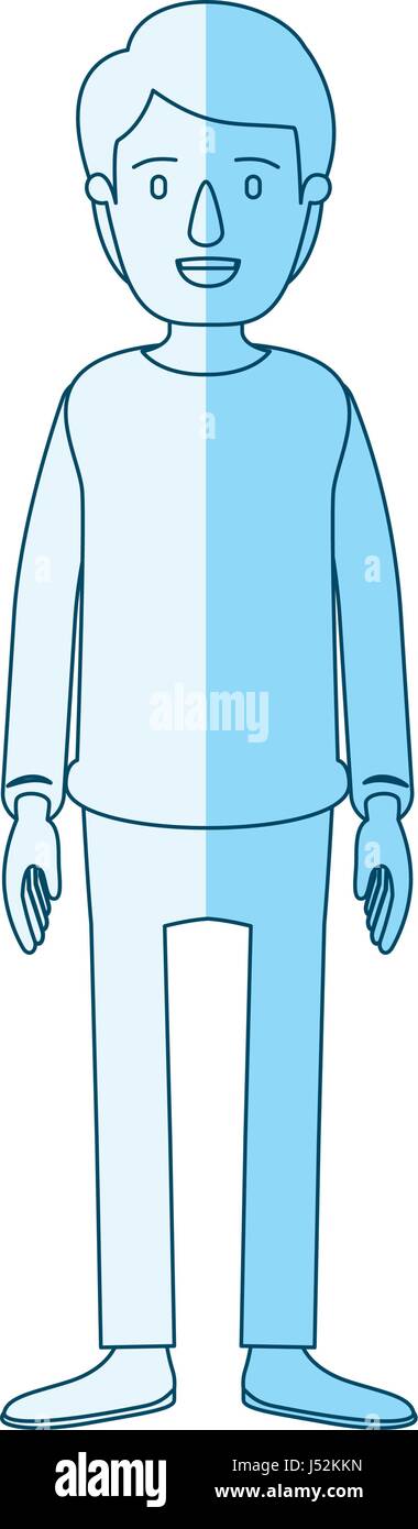 blue silhouette shading cartoon full body guy with hairstyle and ...