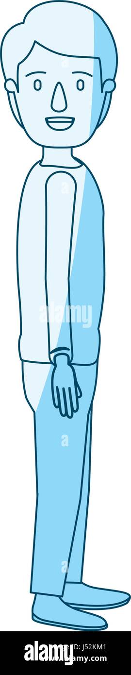 blue silhouette shading cartoon full body guy with hairstyle looking to ...