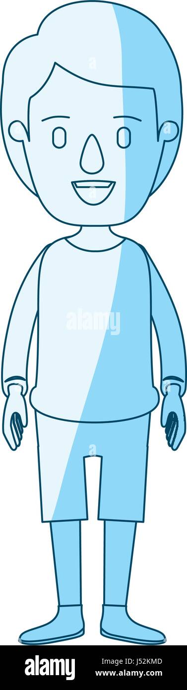 blue silhouette shading cartoon full body guy with hairstyle looking to ...