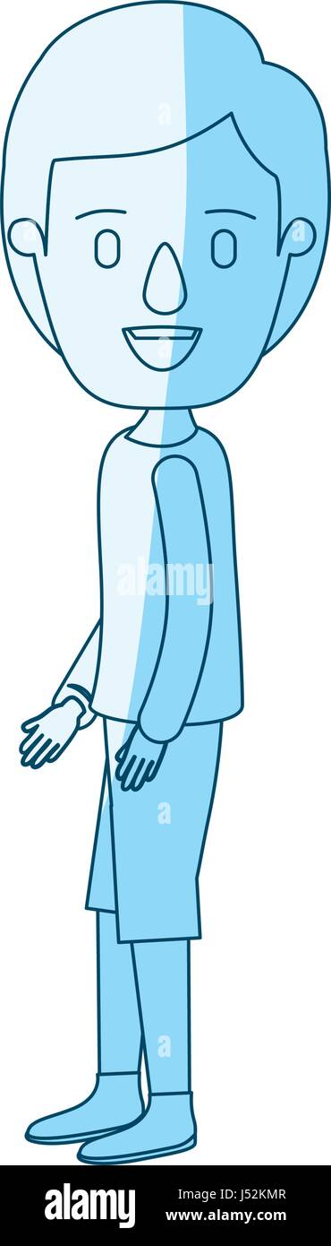 blue silhouette shading cartoon full body guy with hairstyle looking to ...