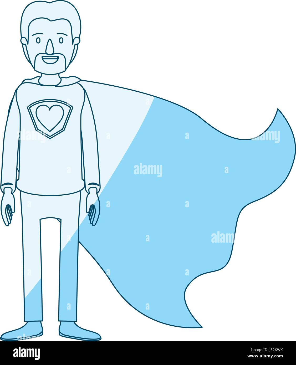 blue silhouette shading cartoon full body super dad hero with beard ...