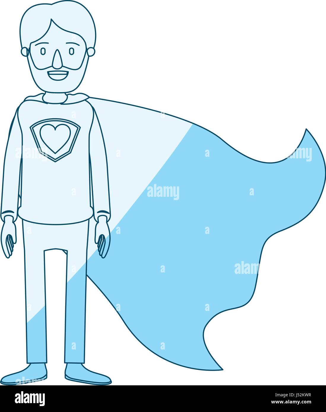 blue silhouette shading cartoon full body super dad hero with beard and ...