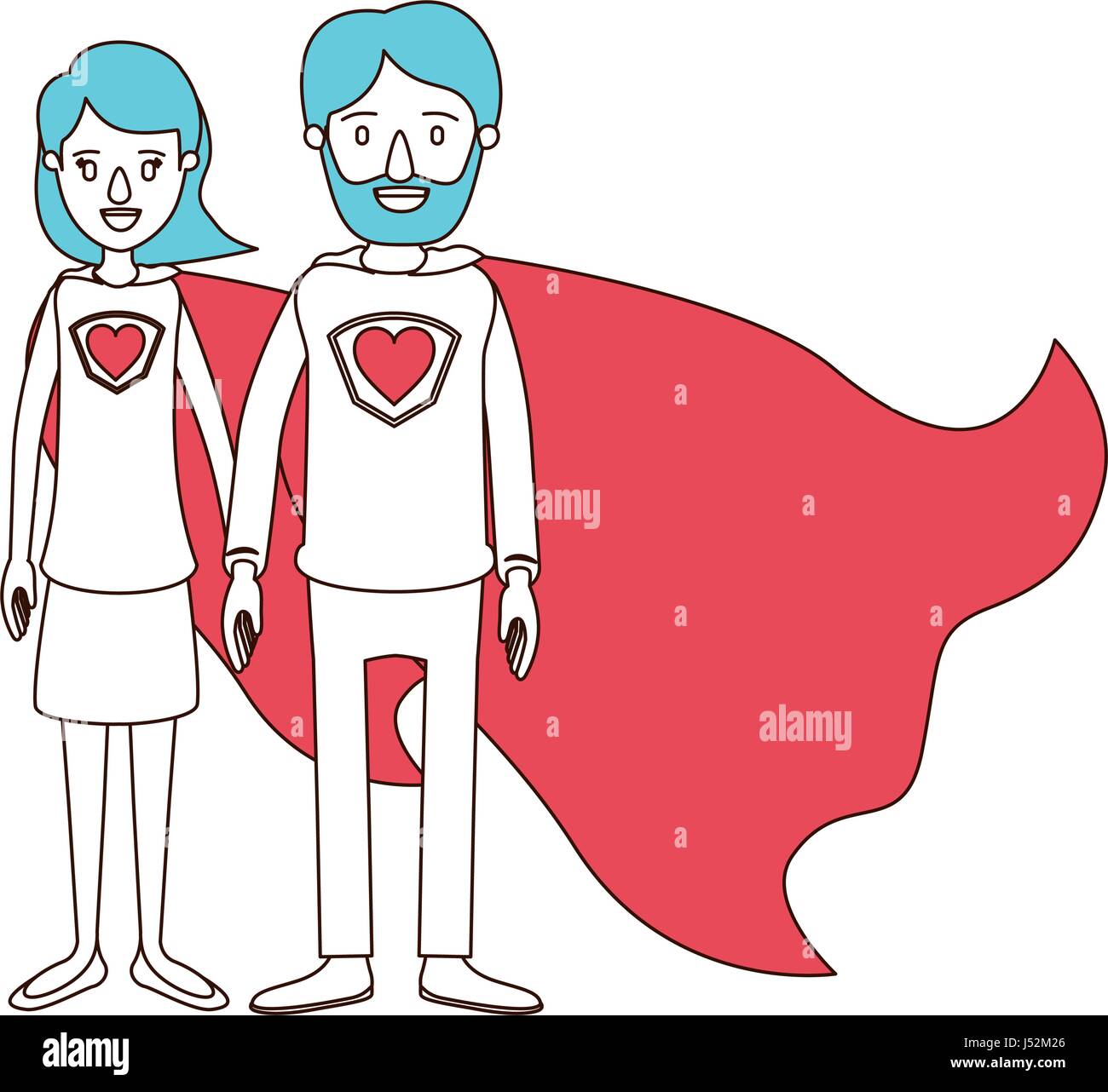 silhouette cartoon with color sections of full body couple parents ...