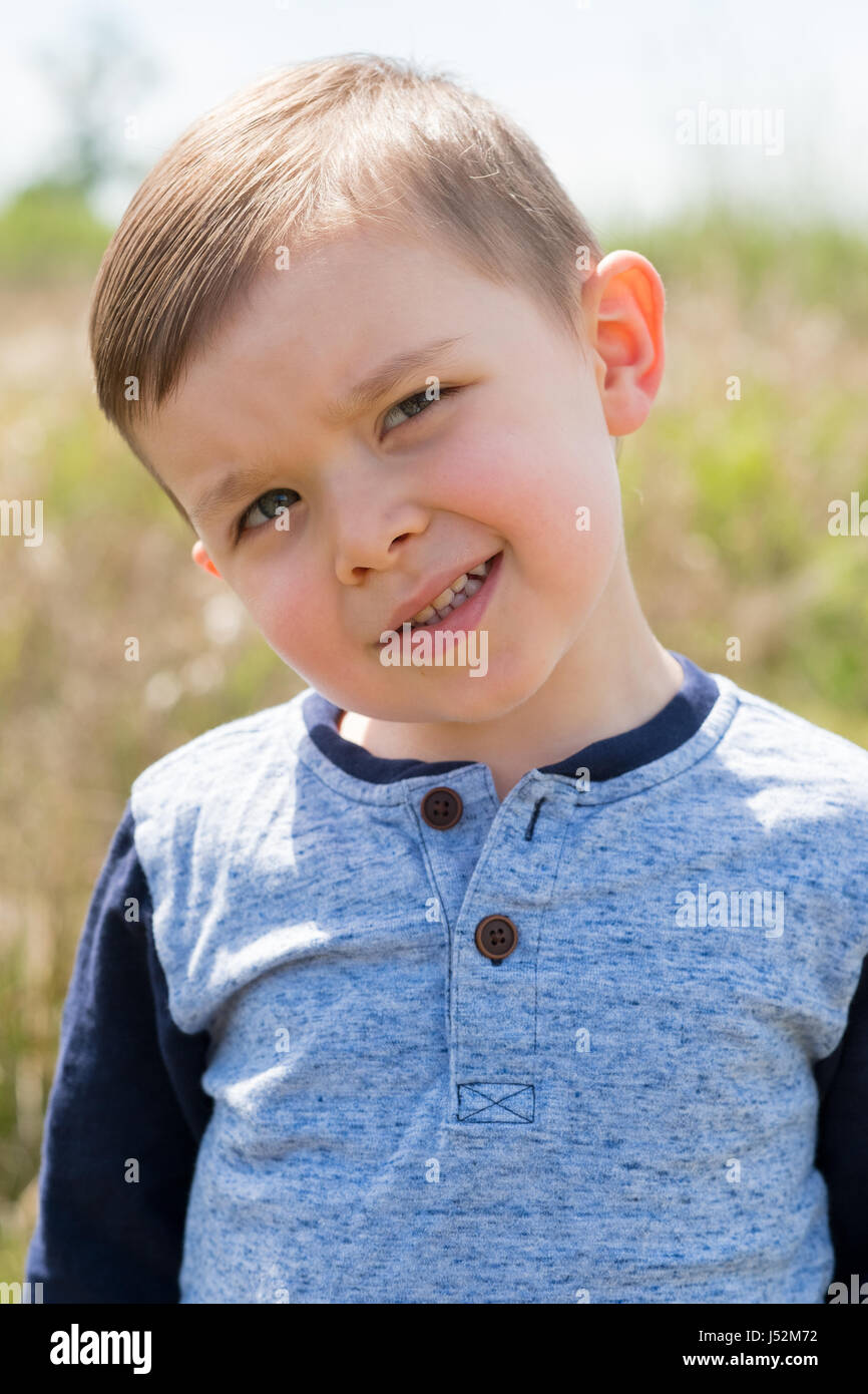 Lifestyle Portrait Young Boy Outdoors Stock Photo - Alamy
