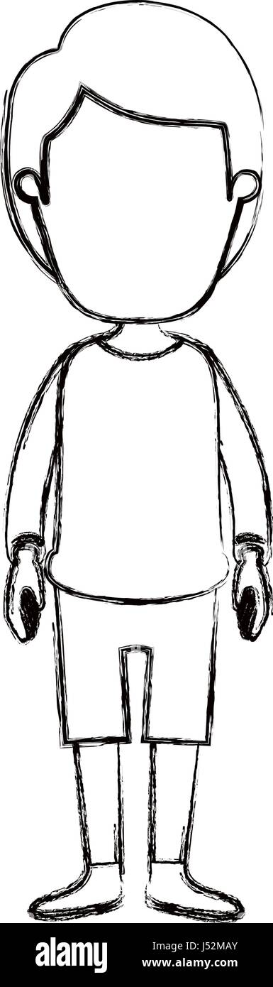 blurred silhouette cartoon full body faceless guy with hairstyle ...