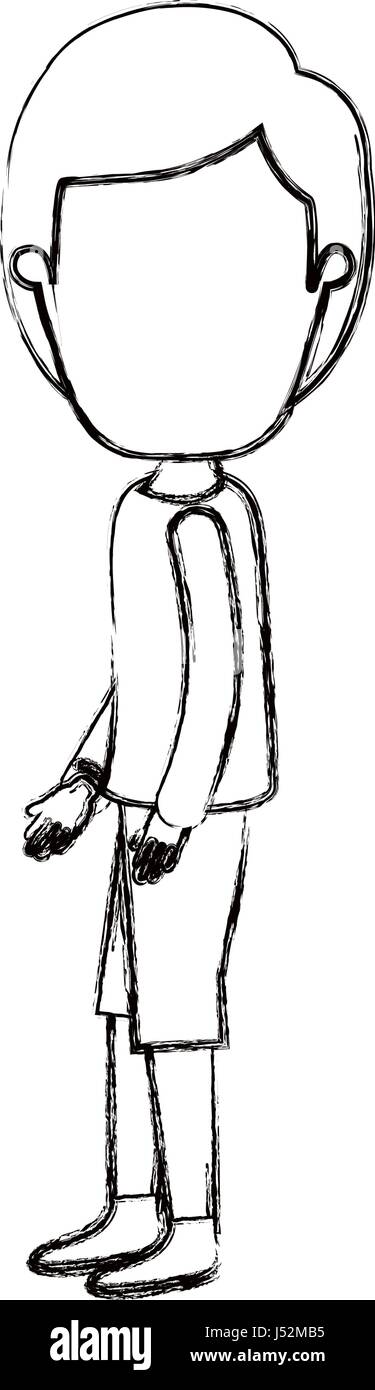 blurred silhouette cartoon full body faceless guy with hairstyle ...